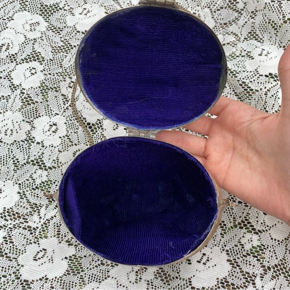 Vintage | Bags | Vintage Art Deco Silver Antique Clam Shell Purse Chain ...